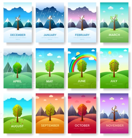 Стоковая иллюстрация 1261929: 12 месяцев в году. Информация о погодном ...